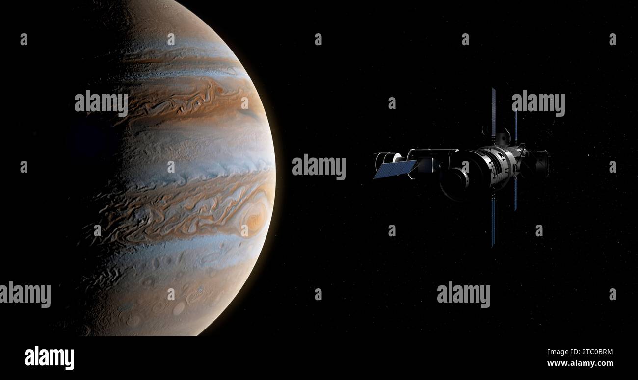 Space station in orbit of Jupiter Stock Photo - Alamy