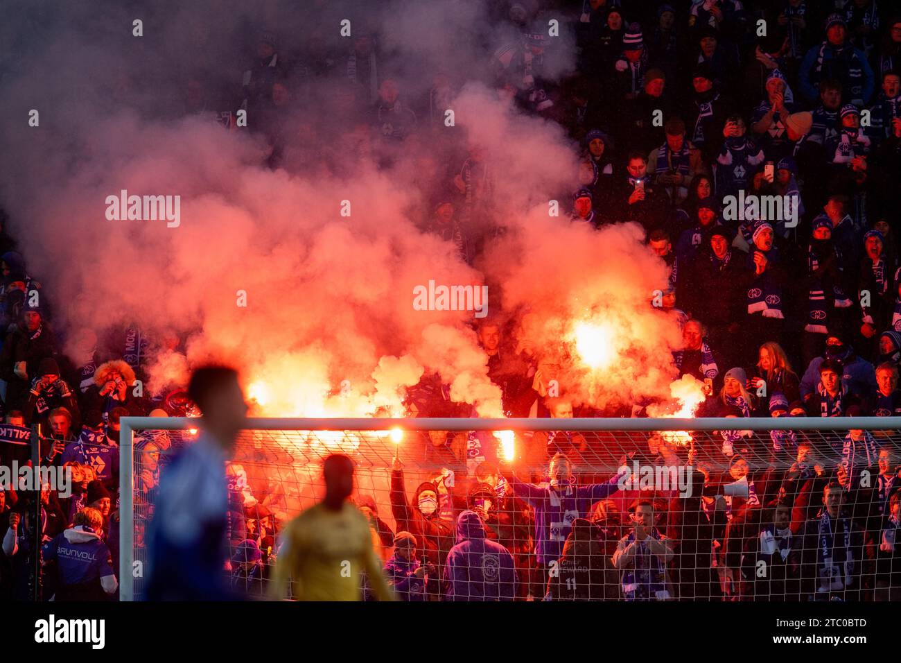 Oslo, Norway. 09th Dec, 2023. 231209 Supporters of Molde with pyro ...