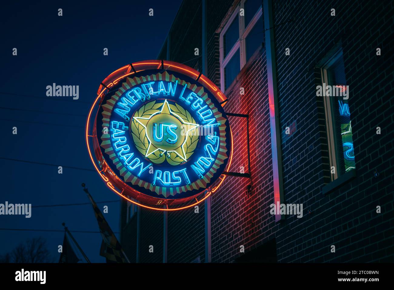 American Legion vintage neon sign, Frostburg, Maryland Stock Photo - Alamy