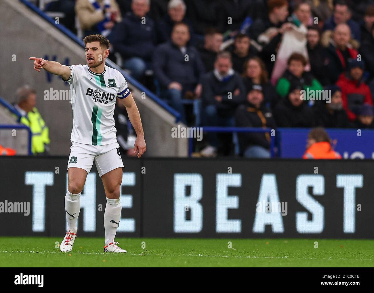 Joe Edwards #8 of Plymouth Argyle gestures, shouts, pointing during the ...