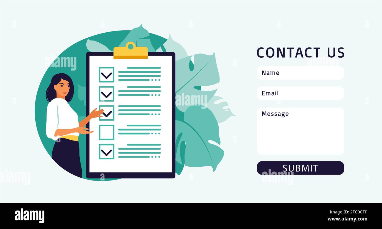Contact us form template for web. Checklist, to-do list. List or ...