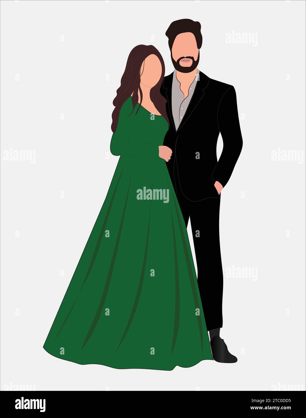 Indian wedding couple illustration for save the date, wedding e-invite ...