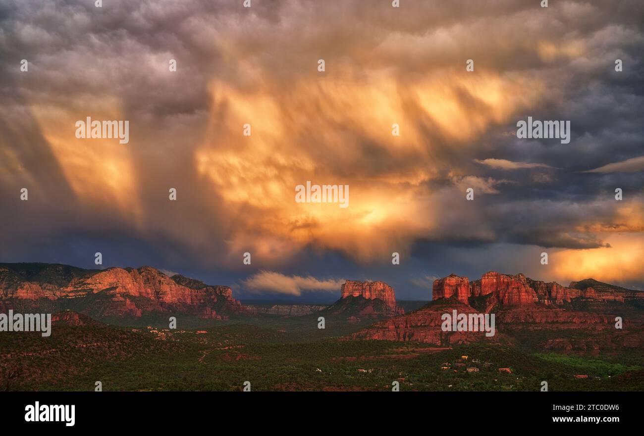 An awe-inspiring view of Cathedral Rock, Sedona, Arizona, illuminated ...