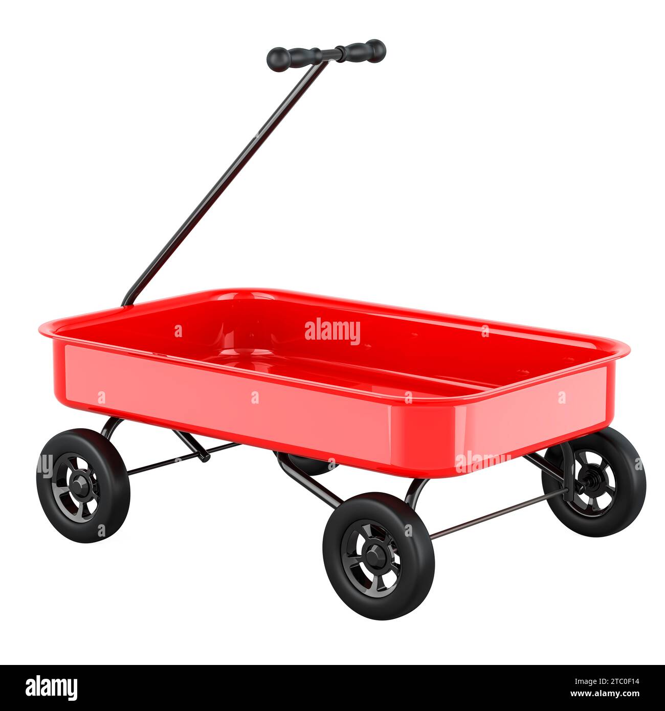 Classic Red Wagon, kids toy wagon, 3D rendering isolated on white ...
