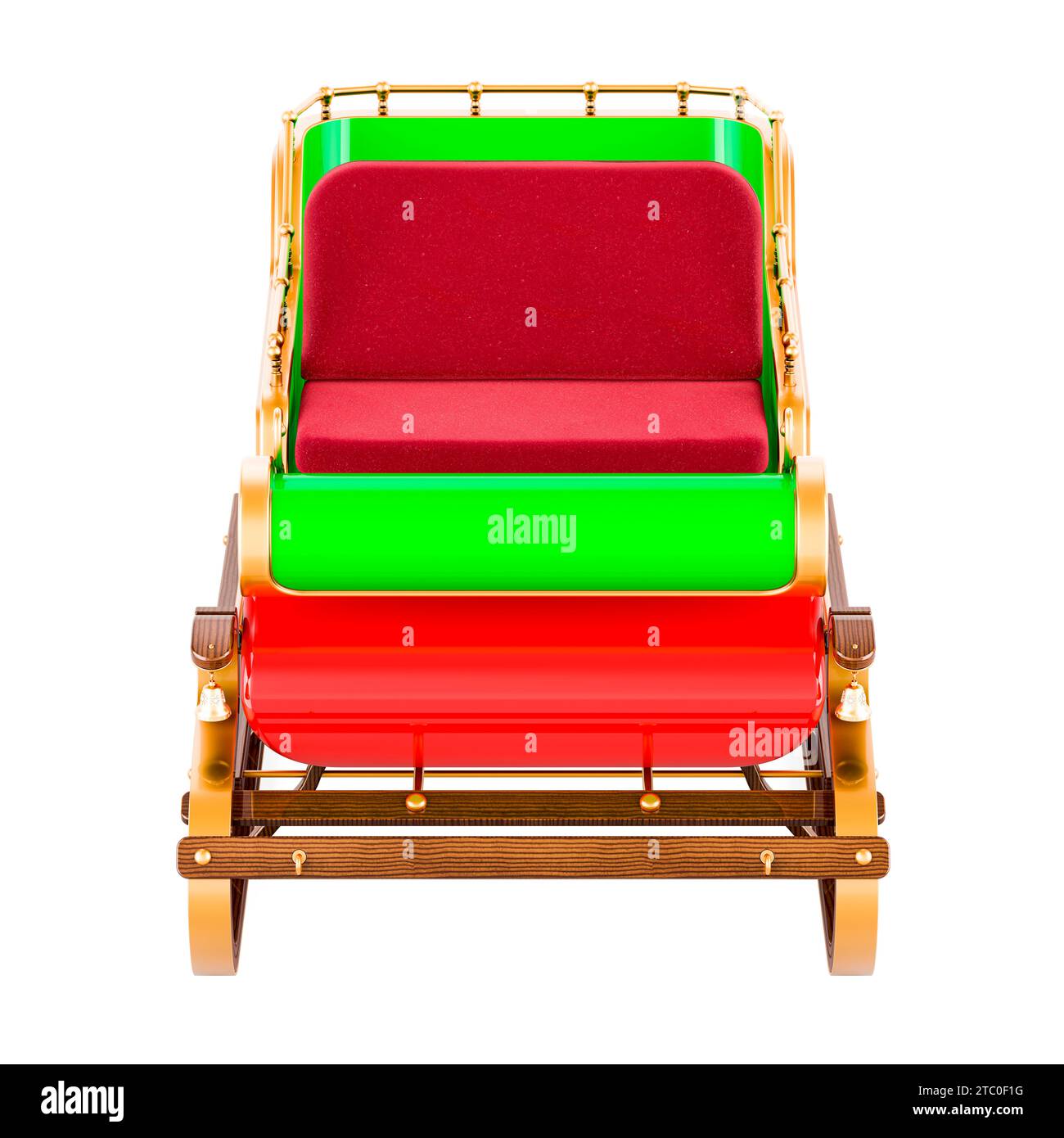 Christmas Santa Sleigh, front view. 3D rendering isolated on white ...
