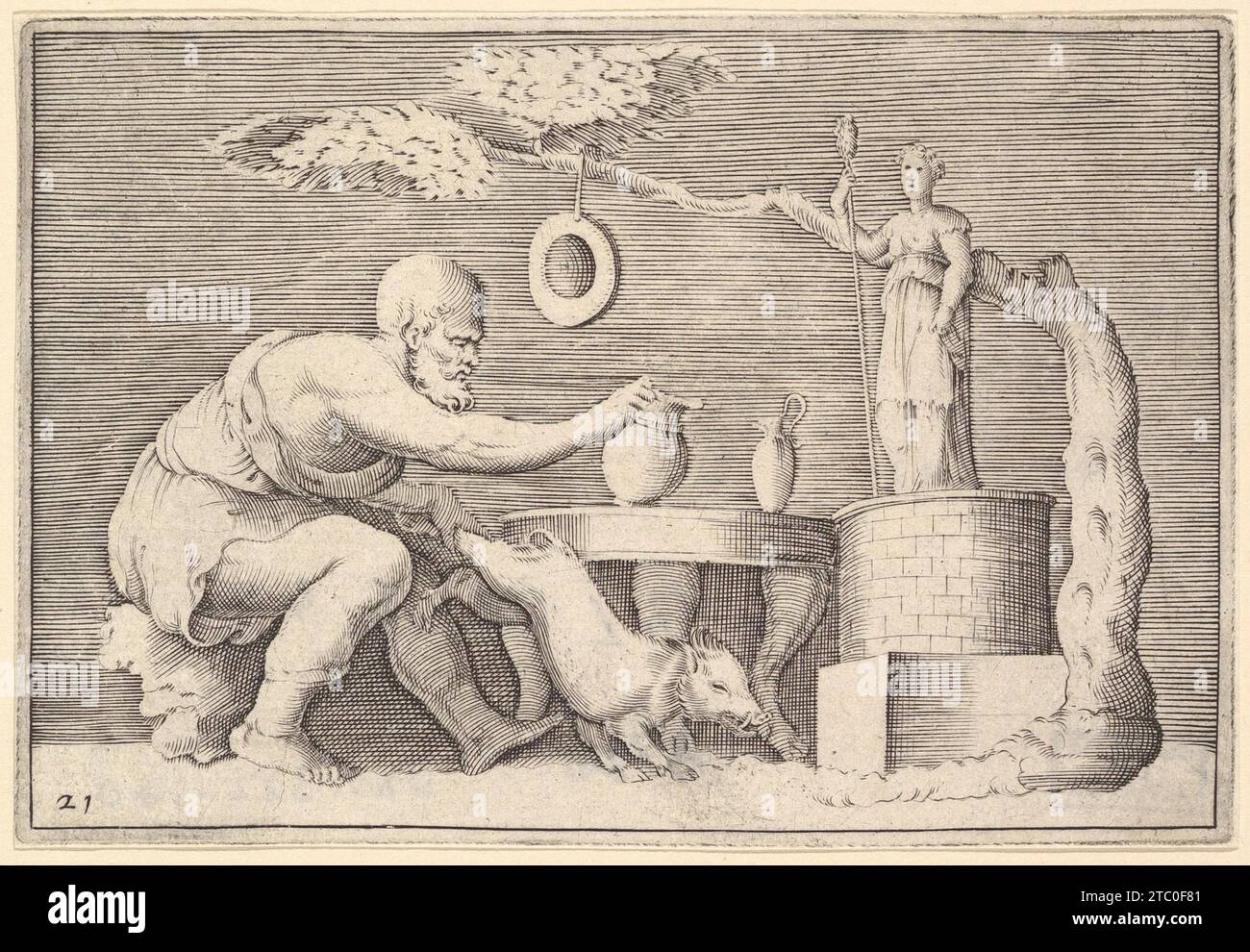A Faun or Satyr Preparing a Pig for Sacrifice, from "Ex Antiquis ...