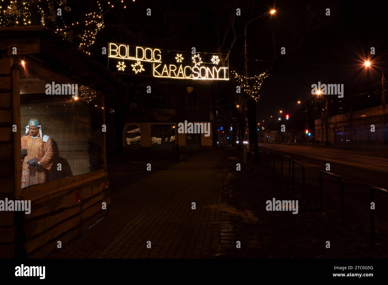 Christmas decoration in Kispest Stock Photo - Alamy