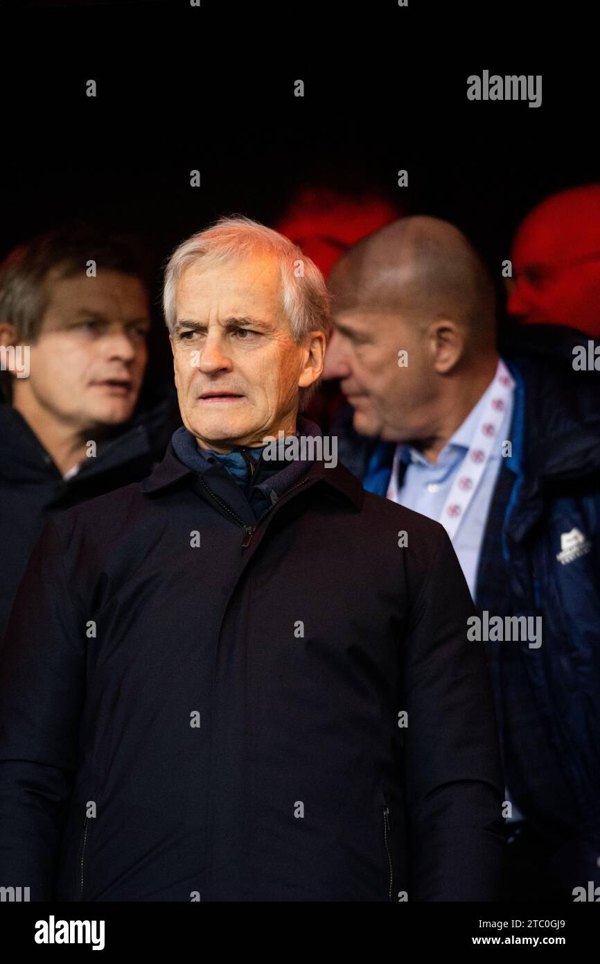 Jonas Gahr Støre, prime minister of, Norway. , . ahead of the cup final ...