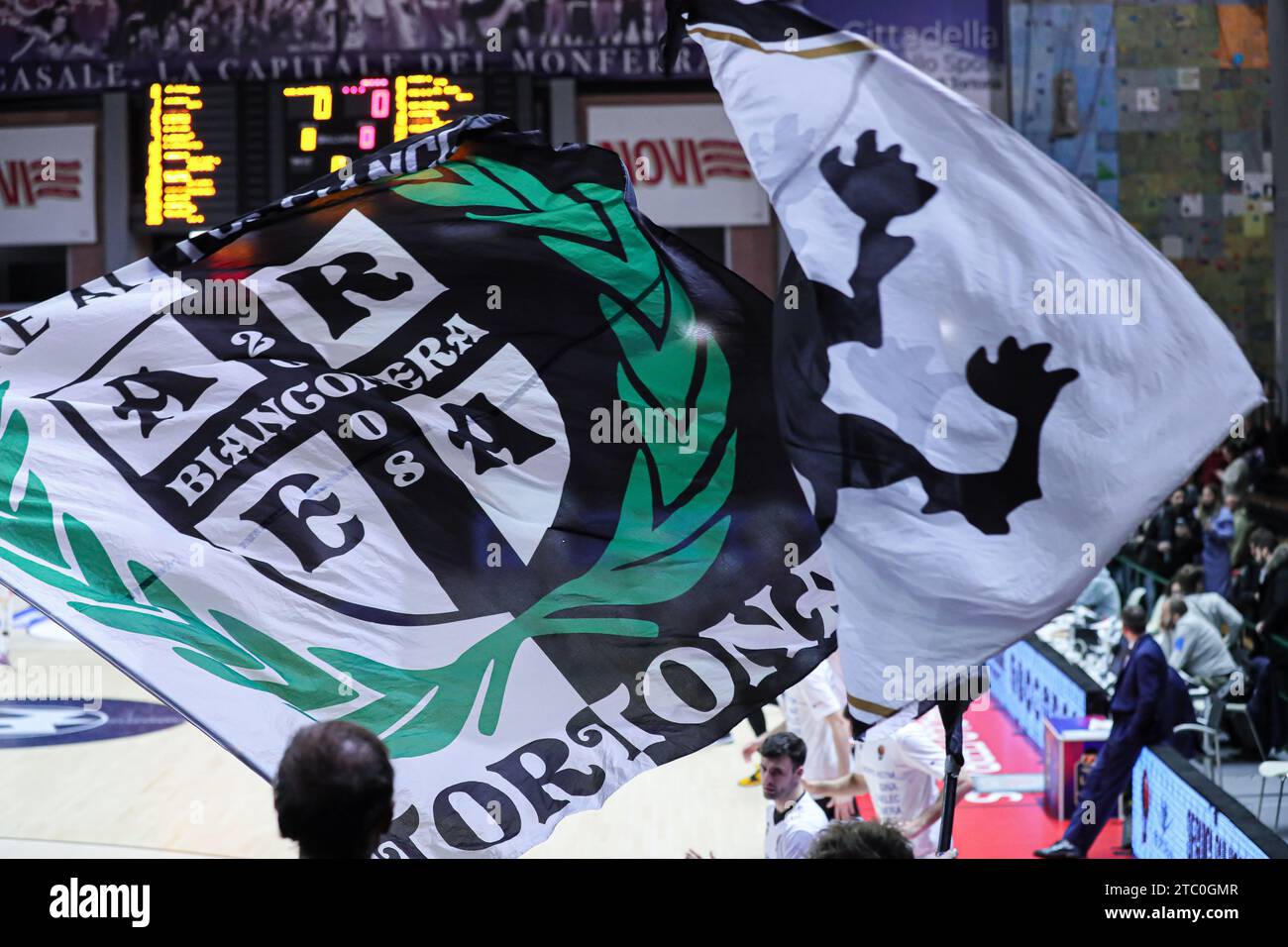 Tortona, Italy. 09th Dec, 2023. Bertram Derthona Basket Tortona flag ...