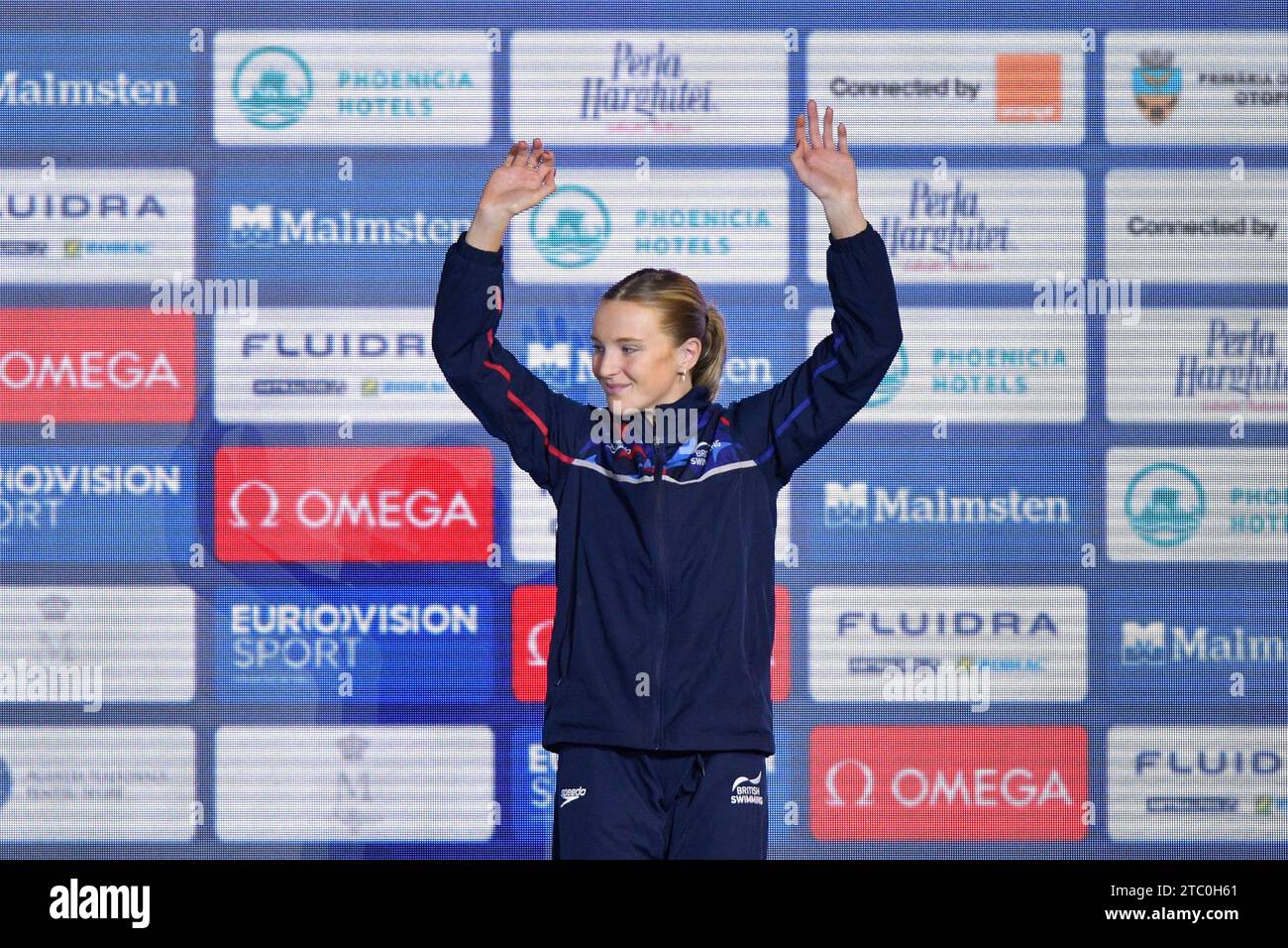 Gold medal winner, Great Britain's Abbie Wood waves during the medal ...