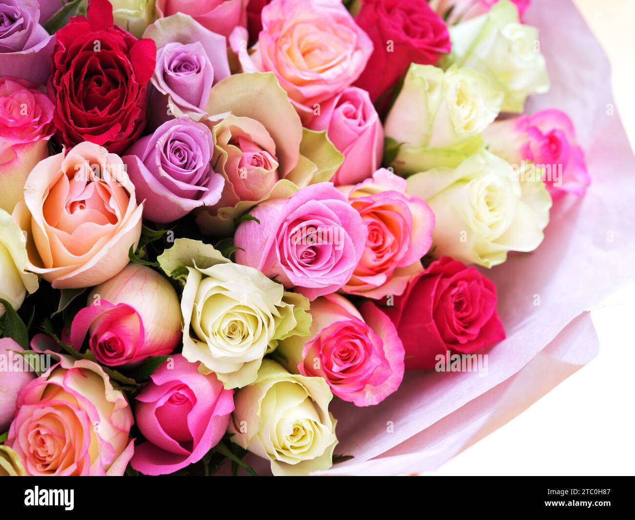 Big beautiful bouquet of multicoloured roses Stock Photo - Alamy