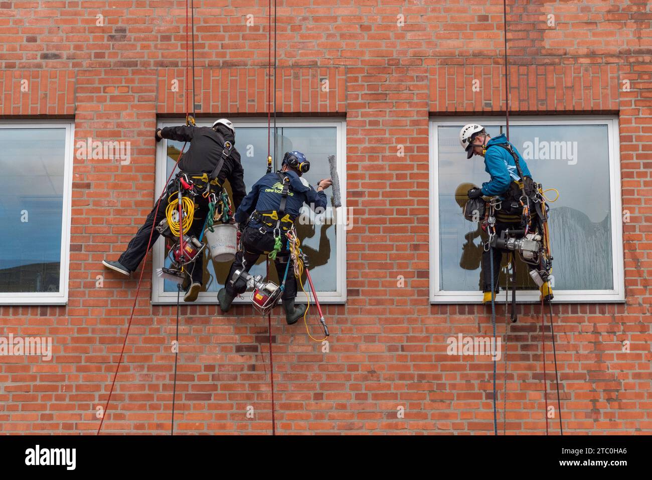 Window cleanings using abseil equipment on Elbphilharmonie Hamburg from ...