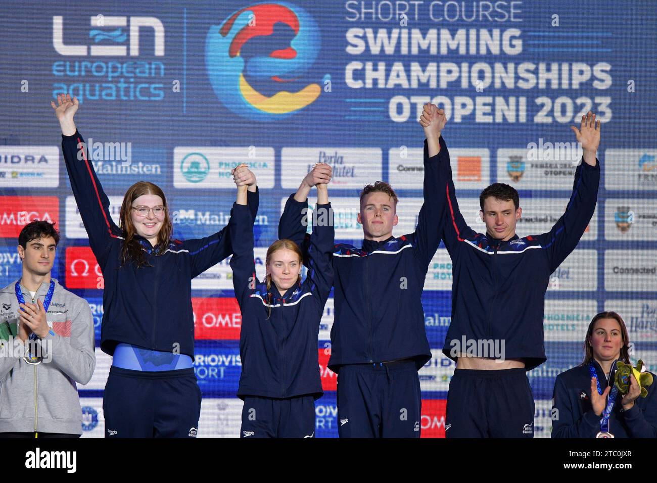 Great Britain's relay team, winner of the gold medal in the Mixed 4x50m ...