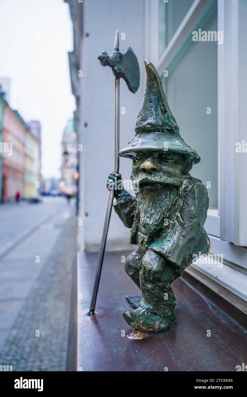 Wrocław, poland - 08 December 2023: Iconic Wrocław Dwarf named Strażnik ...