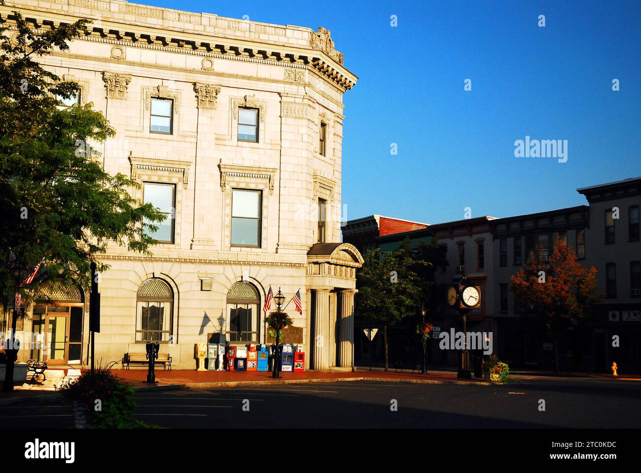 An historic building stands at the center of downtown Gettysburg ...