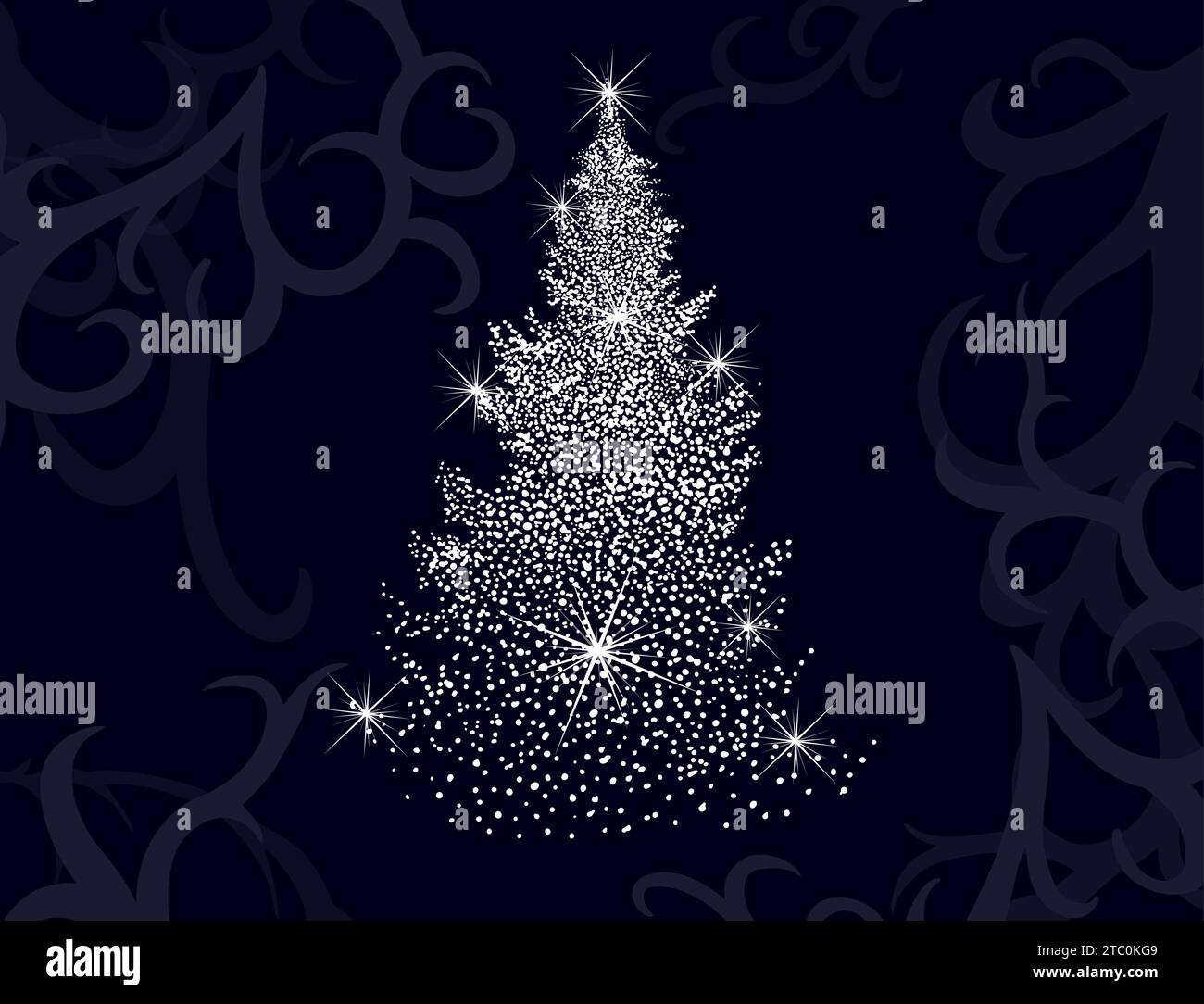 Christmas card with Magic Tree. hand drawing. Christmas tree made of ...