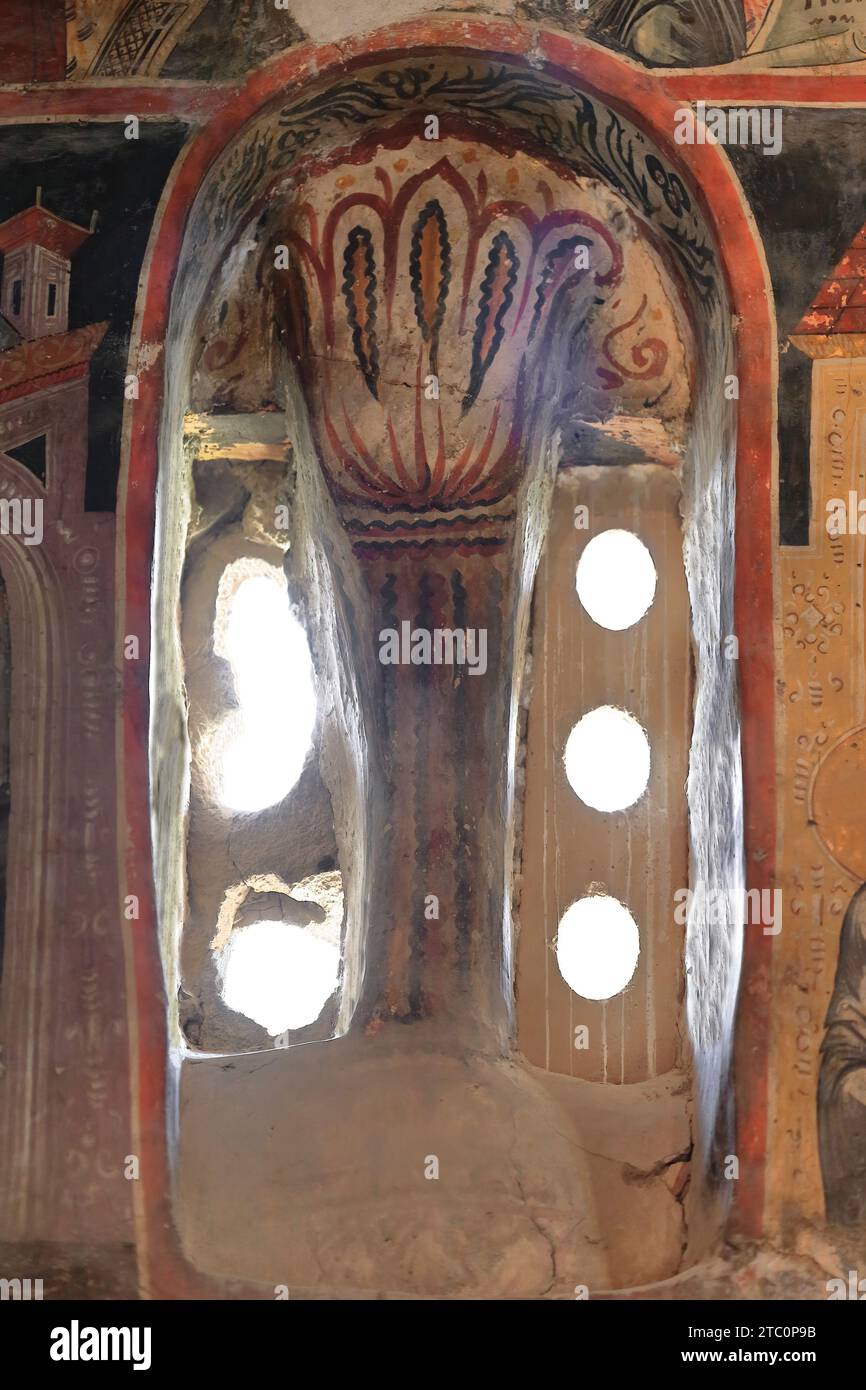 084 Mullion window cut into the southwest wall of the church of Saint ...