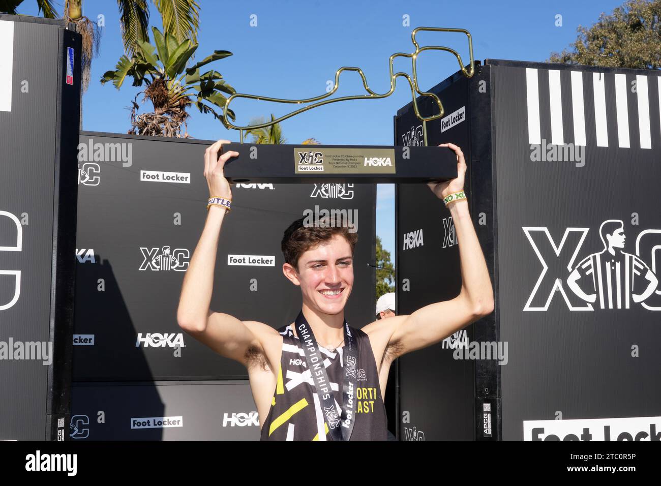 Drew griffith poses trophy winning boys race 15 hi-res stock ...