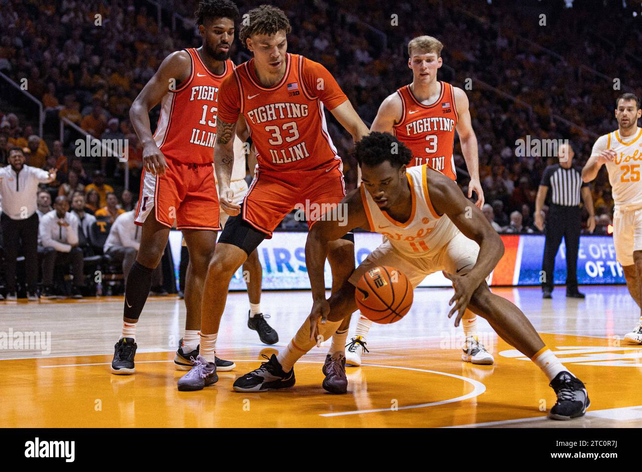 Tennessee forward Tobe Awaka (11) grabs the loose ball in front of ...
