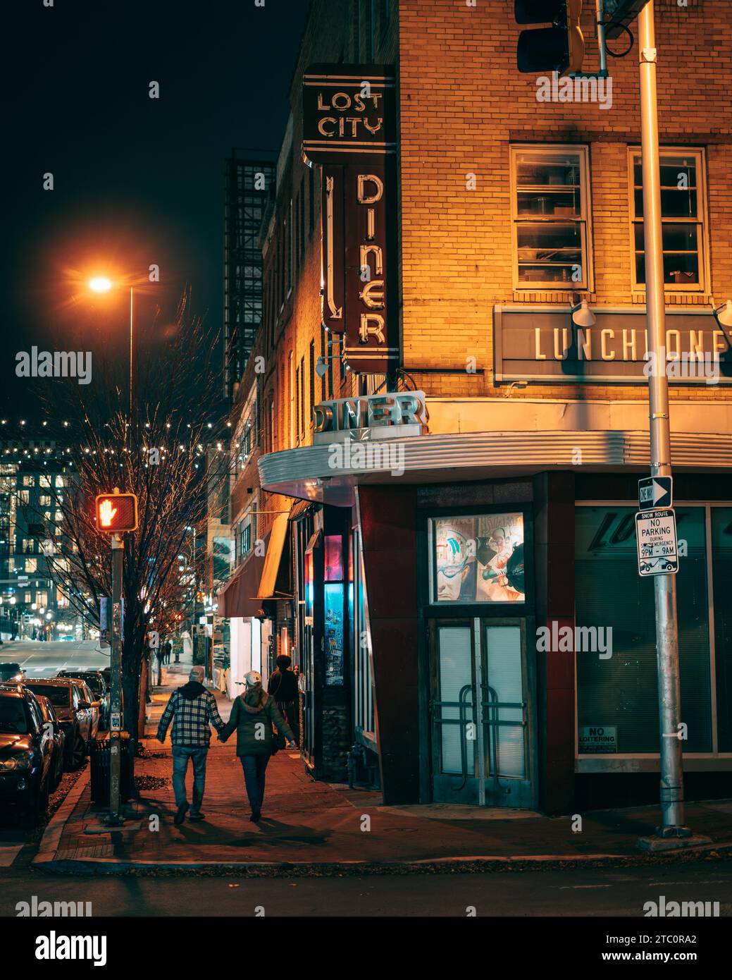 Lost City Diner at night in Station North, Baltimore, Maryland Stock ...