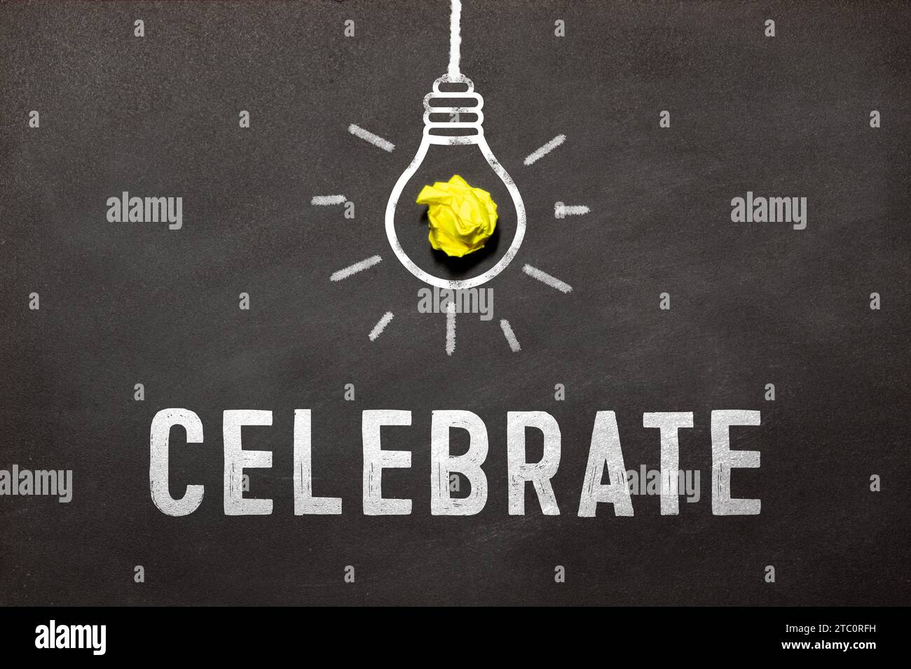 Celebrate word written on wood block. Celebrate text on cement table ...