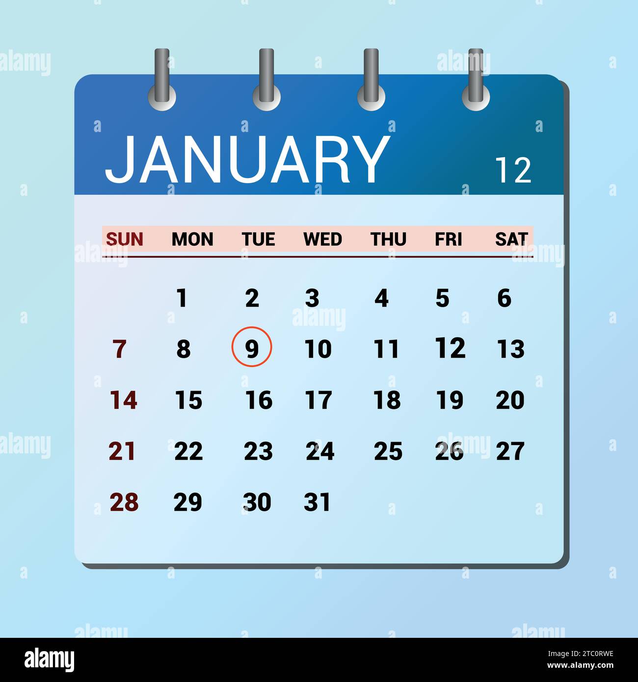 9 january 2024 Stock Vector Images - Alamy