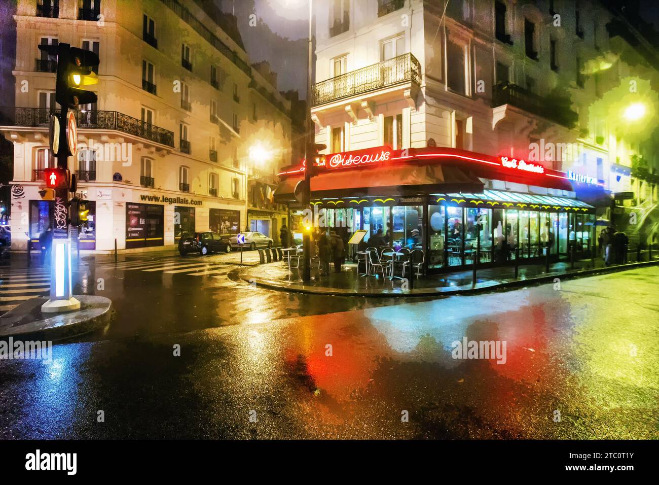 10-23-2016 Paris, France. Amazing night view and rain in Paris with ...
