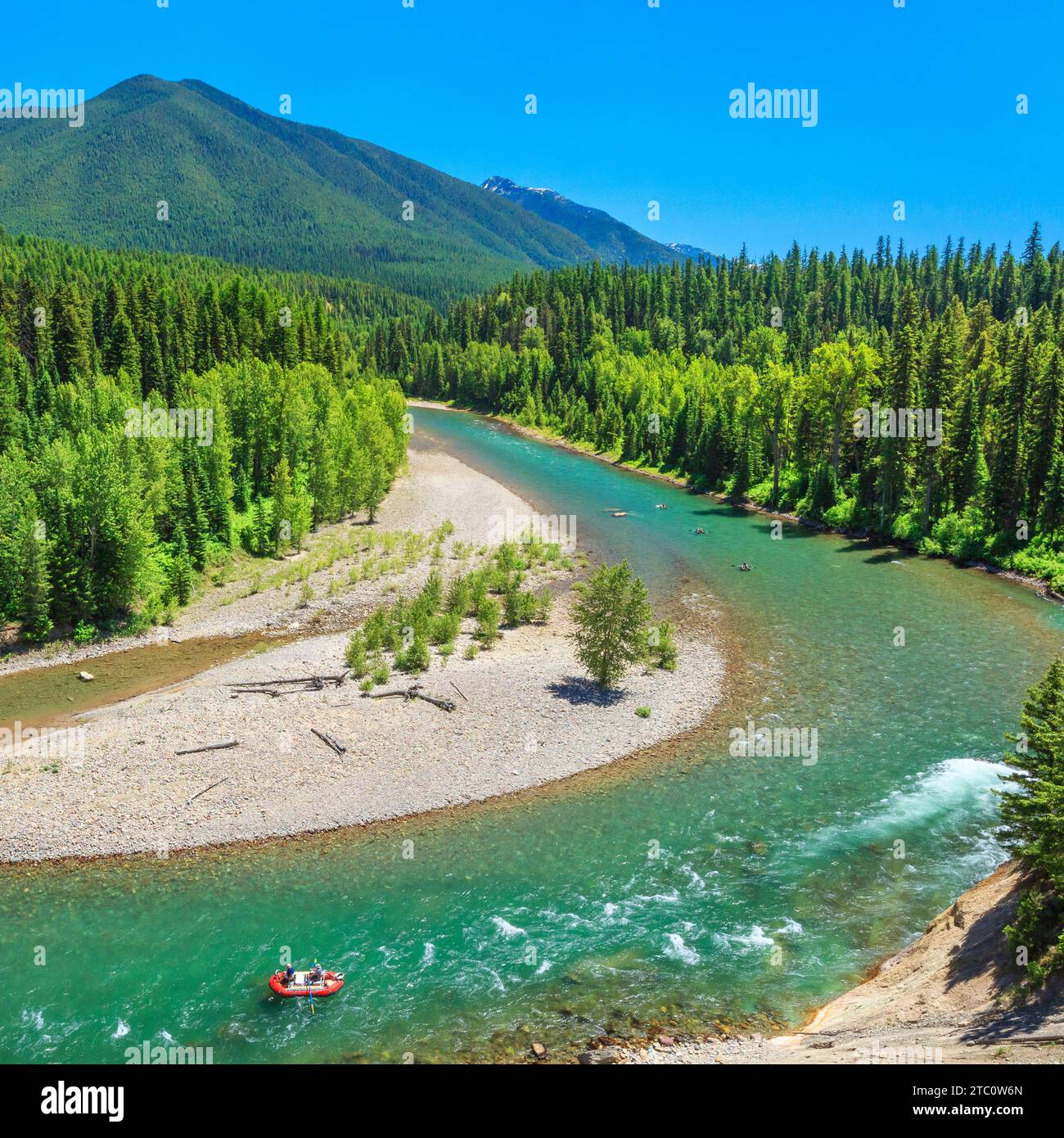 rafters on the middle fork flathead river along the border of glacier ...