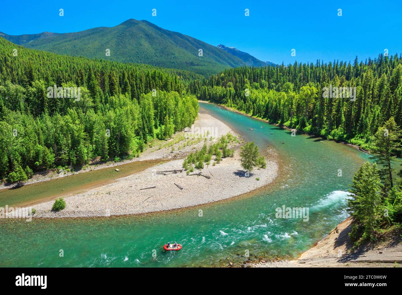 rafters on the middle fork flathead river along the border of glacier ...