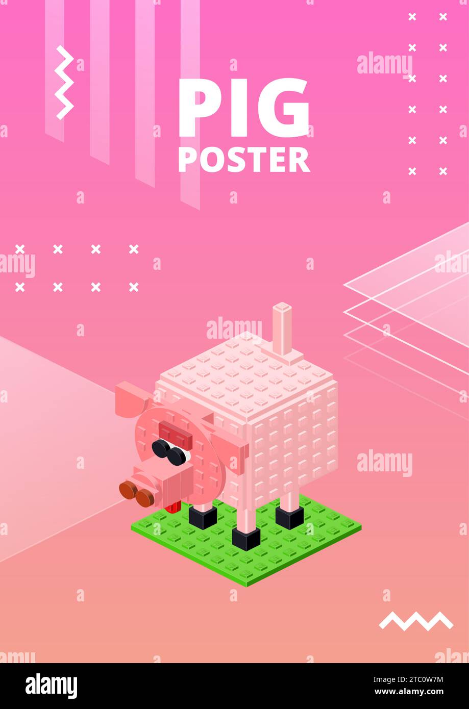 Poster with pig for print and design. Vector illustration Stock Vector ...