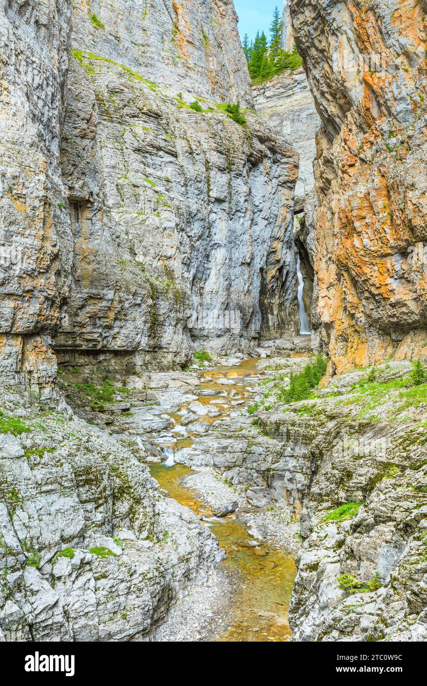 muddy creek canyon and falls along the rocky mountain front near bynum ...