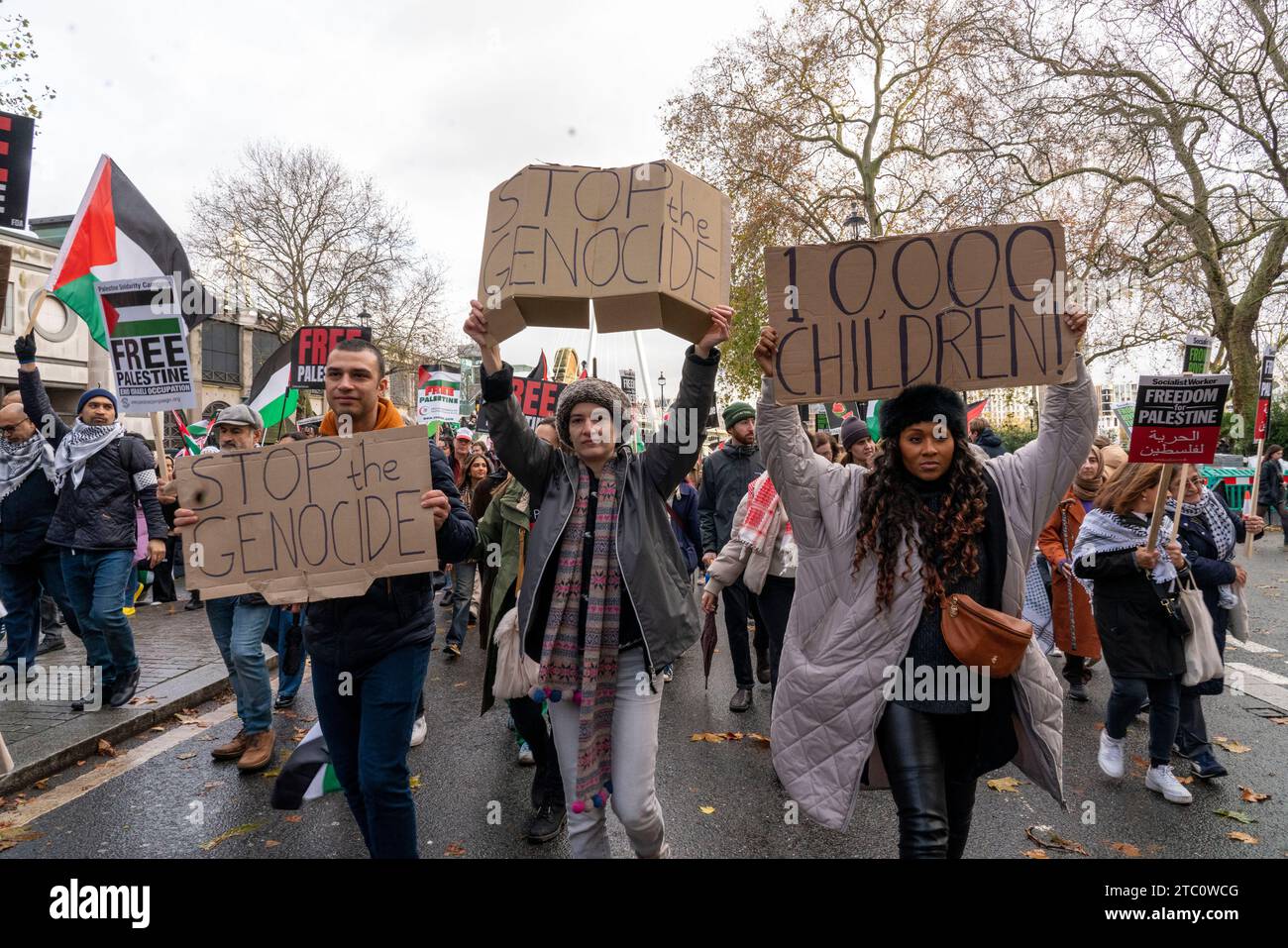 Central London, 9th December, UK, 2023 - Many thousands of people ...
