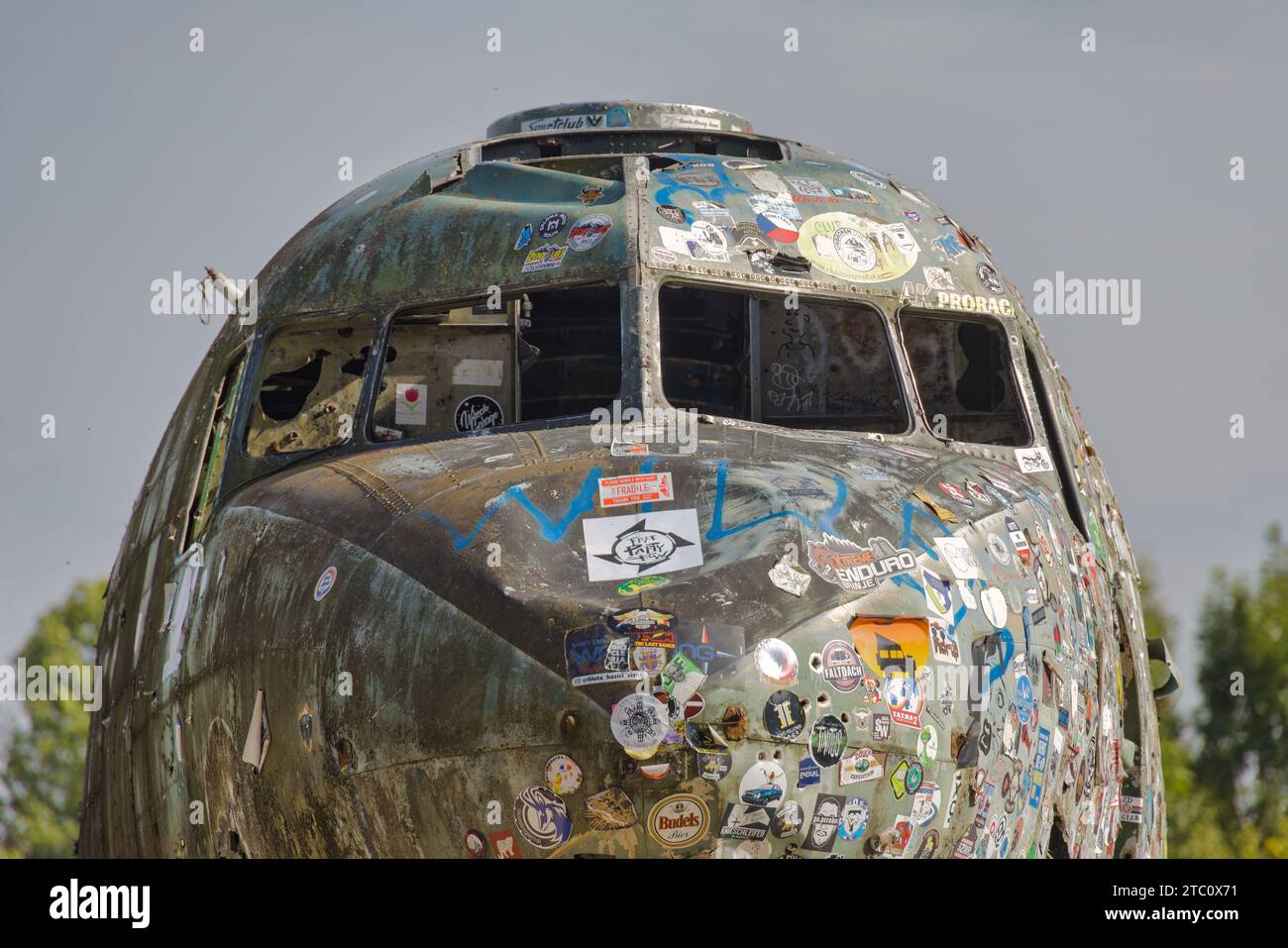 Sticker-Laden Fuselage of Dakota Stock Photo - Alamy