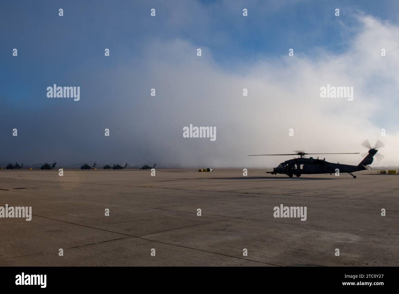 Airmen assigned to the 920th Rescue Wing prepare to take off in an HH ...