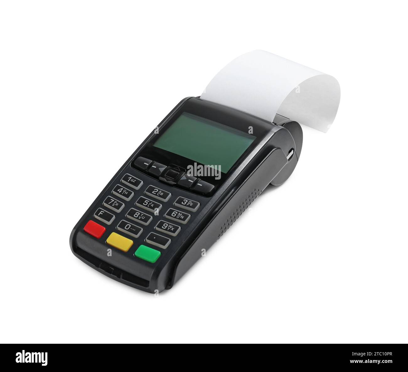 Payment terminal with thermal paper for receipt isolated on white Stock ...