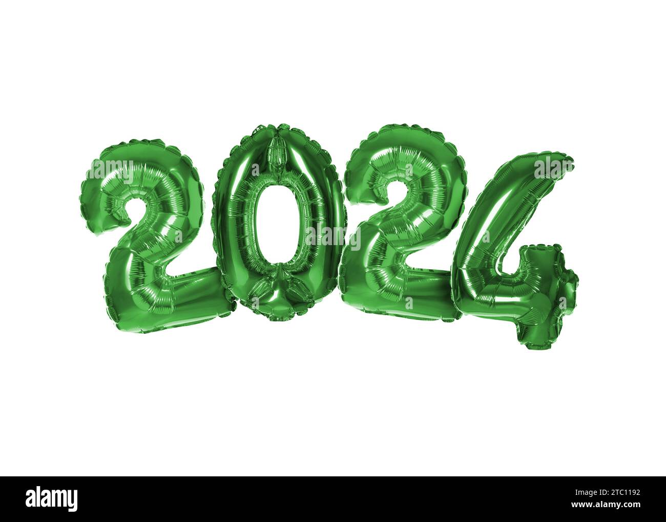 New 2024 Year. Green number shaped balloons isolated on white Stock ...