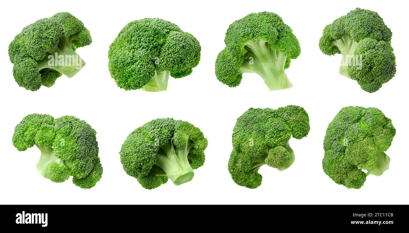 Fresh green broccoli isolated on white, set Stock Photo - Alamy