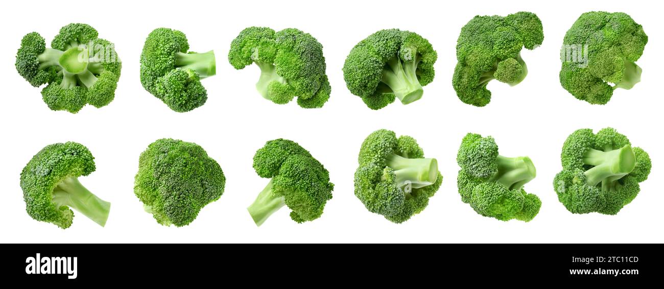Fresh green broccoli isolated on white, set Stock Photo - Alamy