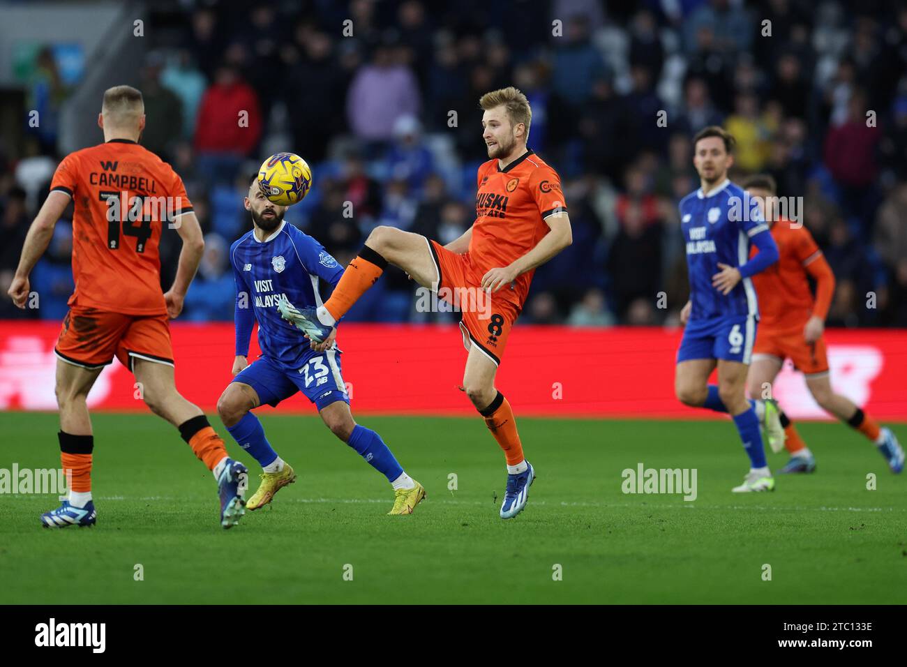 Cardiff, UK. 09th Dec, 2023. Billy Mitchell of Millwall (8) in action ...
