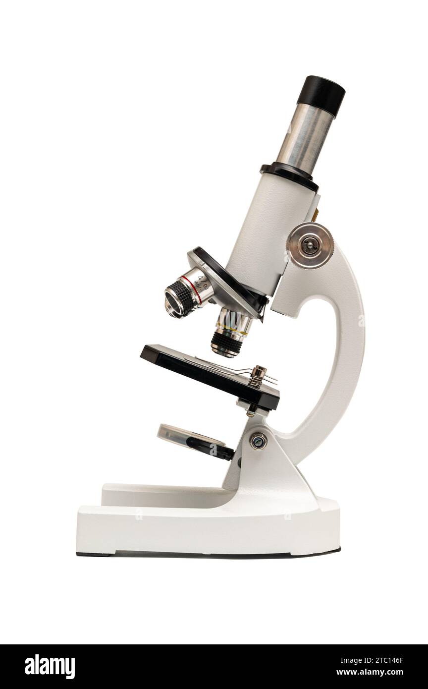 Microscope isolated on white Stock Photo - Alamy