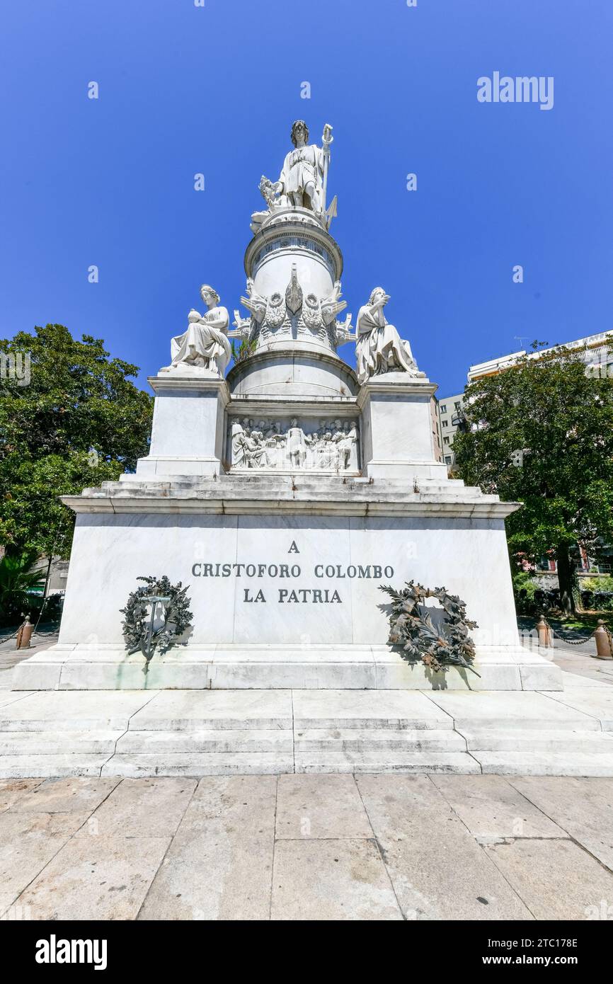 Genoa, Italy - Aug 1, 2022: Christopher Columbus monument in Piazza ...