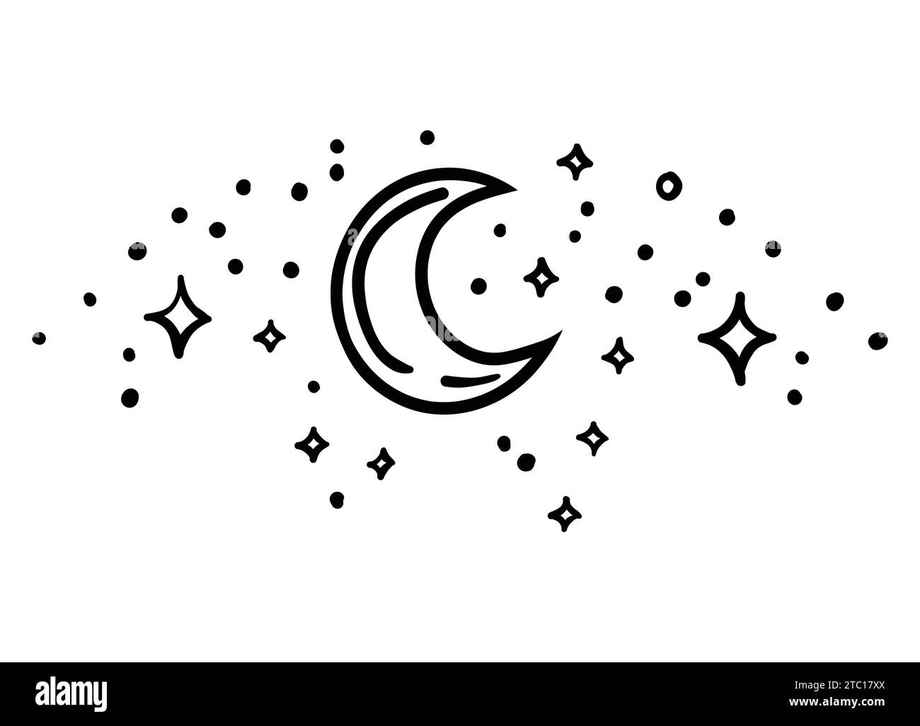 Hand drawn crescent moon line art, Vector Illustration for Ramadan ...