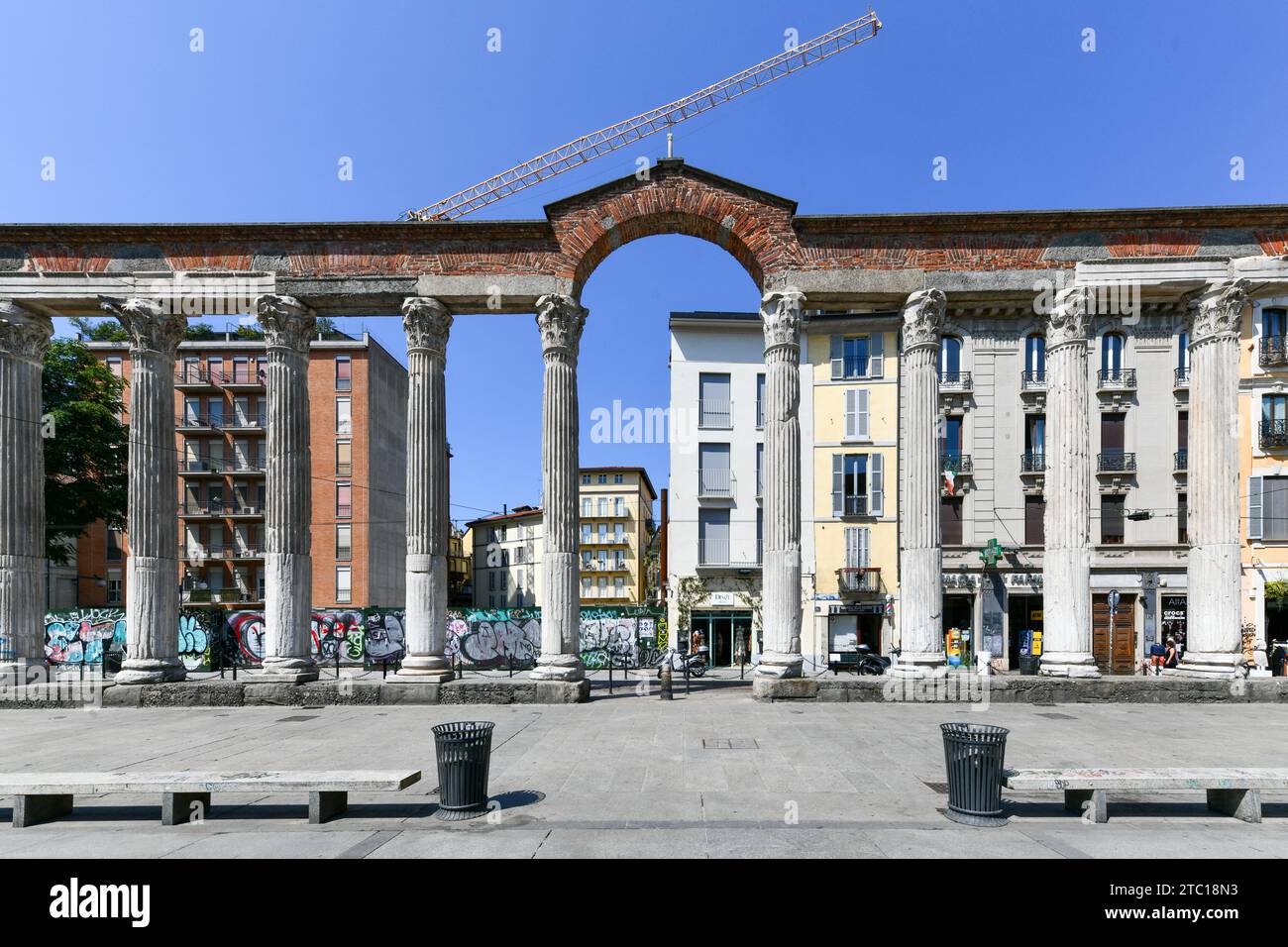 Milan, Italy - Aug 4, 2022: View of the Colonne di San Lorenzo, roman ...