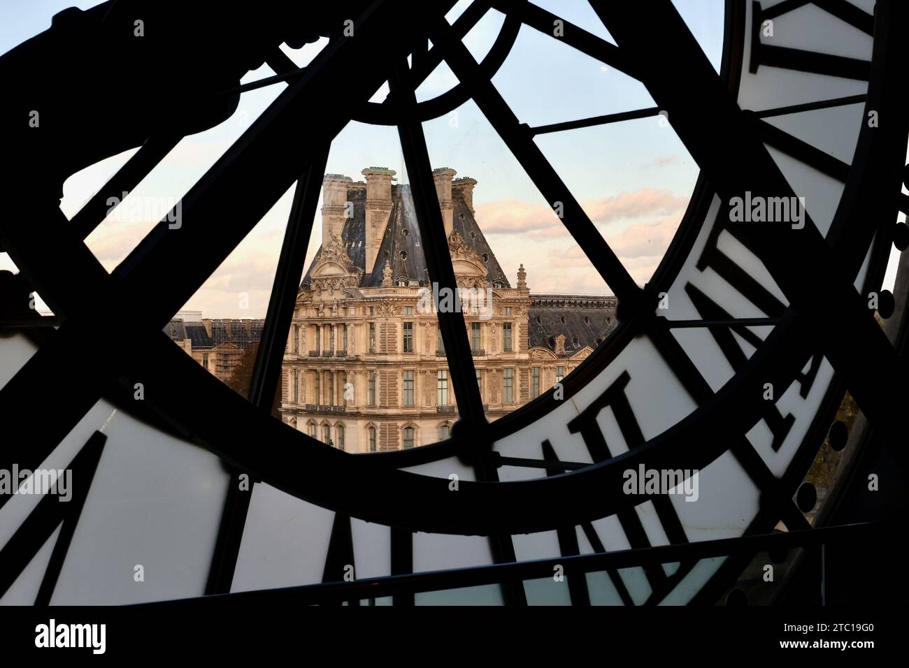 Behind the Musee D'Orsay Clock, Looking at the Musee du Louvre Stock ...