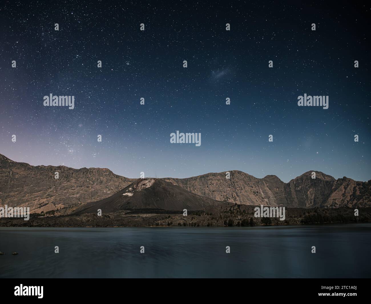 Stunning landscape of the crater lake in the vast caldera of mount ...