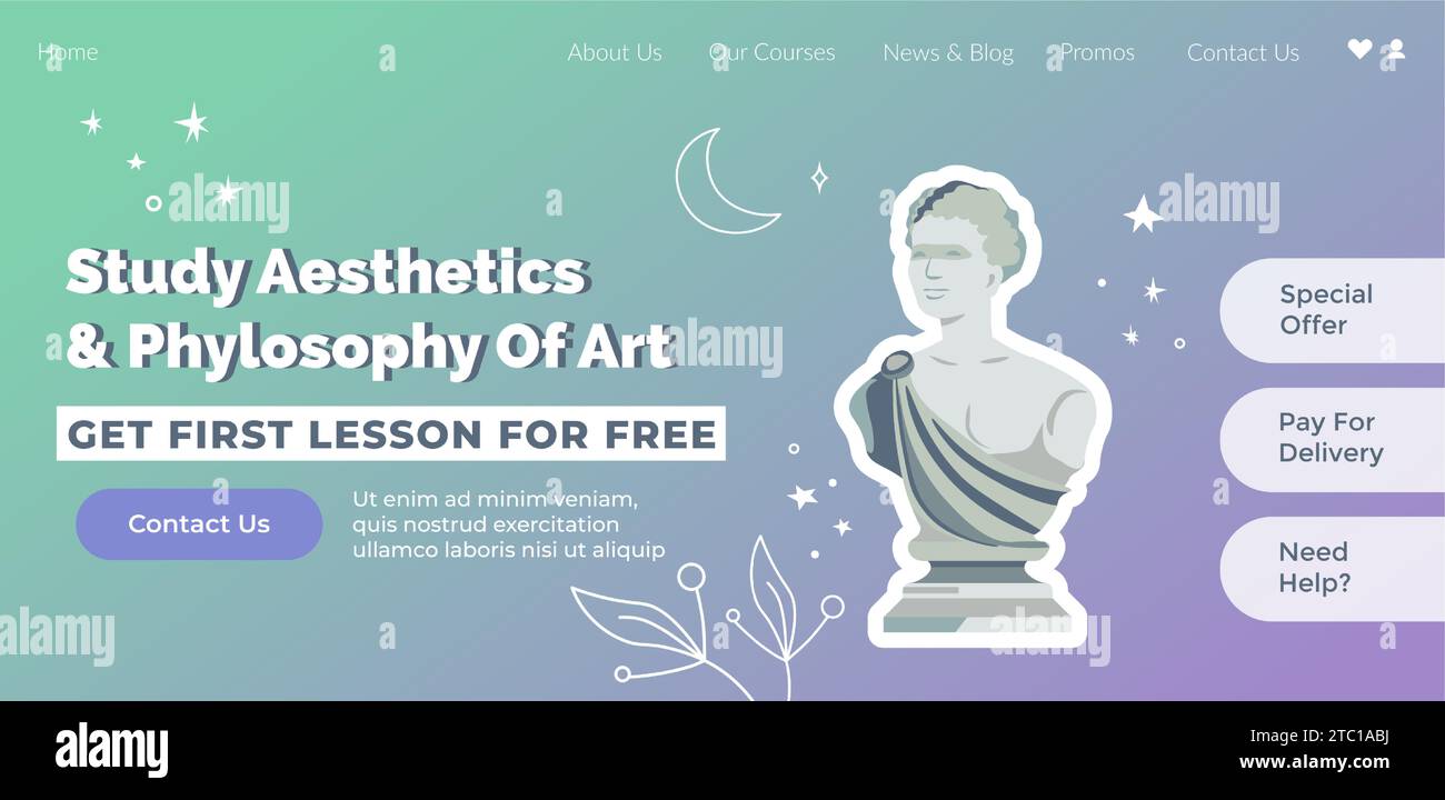 Study aesthetics and philosophy of art, website Stock Vector Image ...