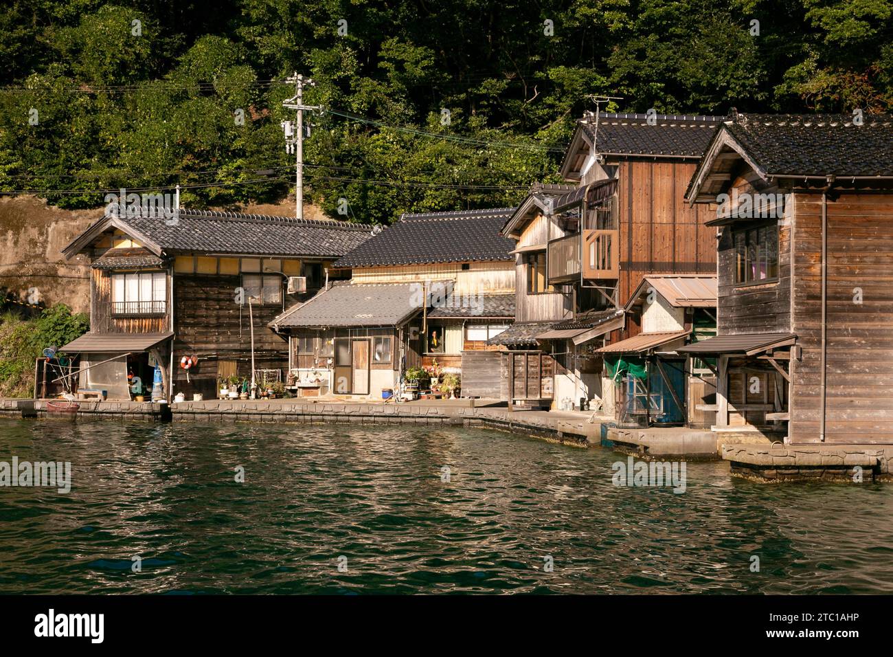 Beautiful fishing village of Ine in the north of Kyoto. Funaya or boat ...