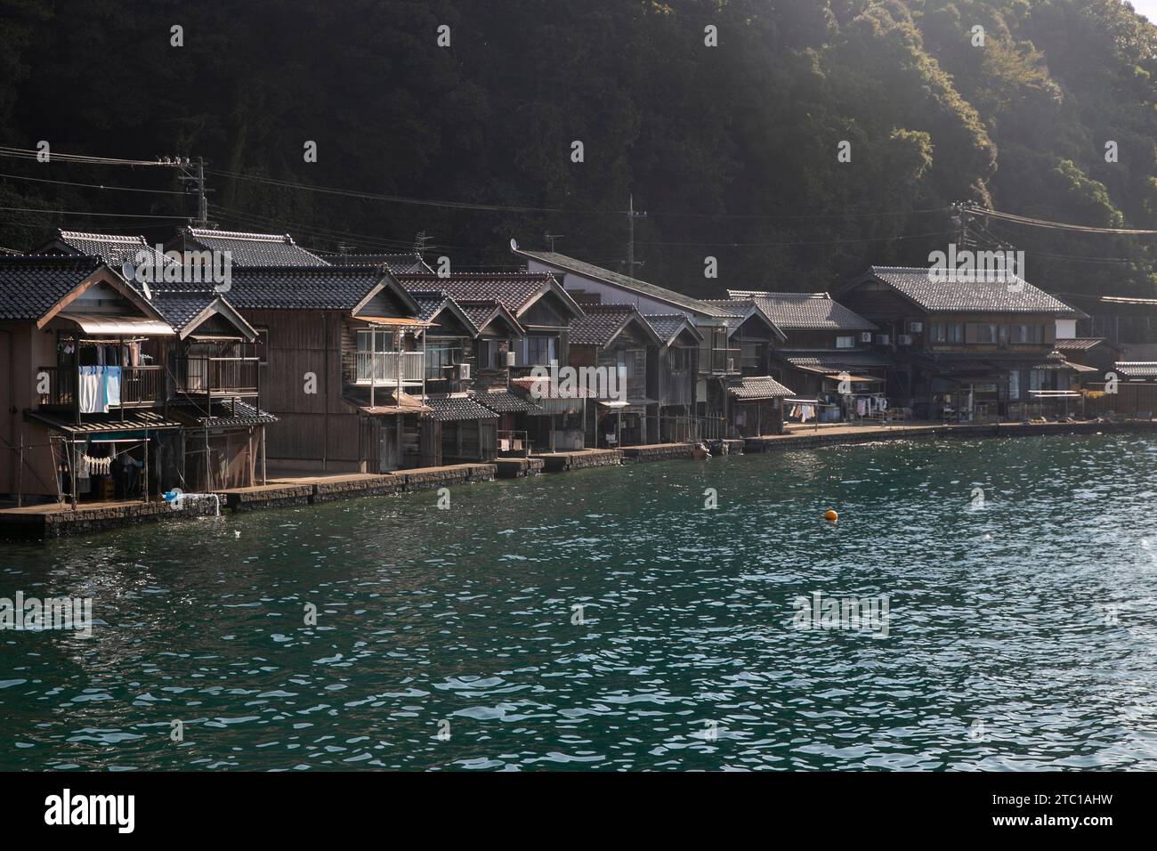 Beautiful fishing village of Ine in the north of Kyoto. Funaya or boat ...