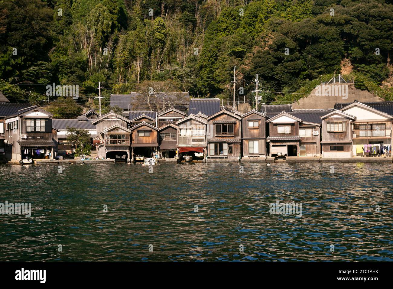 Beautiful fishing village of Ine in the north of Kyoto. Funaya or boat ...
