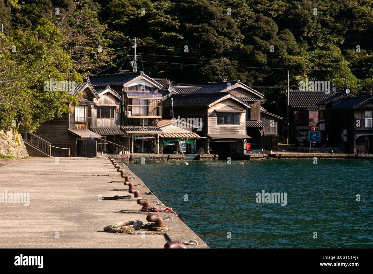 Beautiful fishing village of Ine in the north of Kyoto. Funaya or boat ...